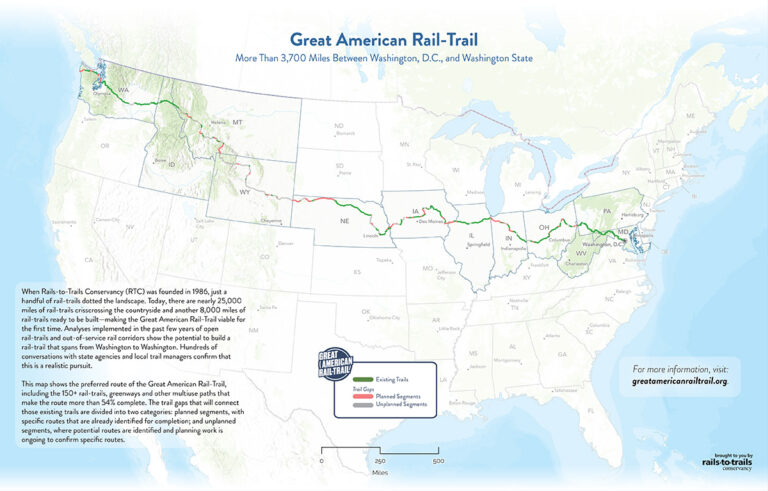 Great American Rail-Trail Map and Route - Rails to Trails Conservancy ...