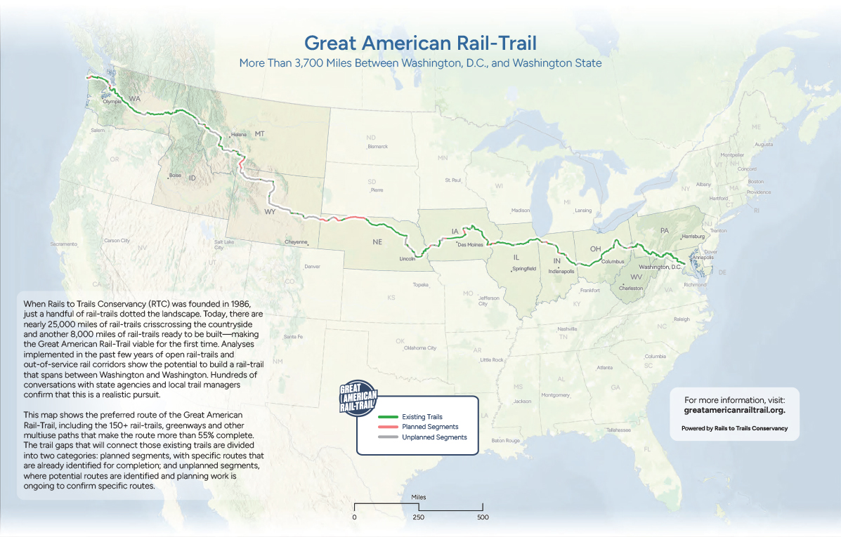 Great American Rail-Trail Map and Route - Rails to Trails Conservancy ...